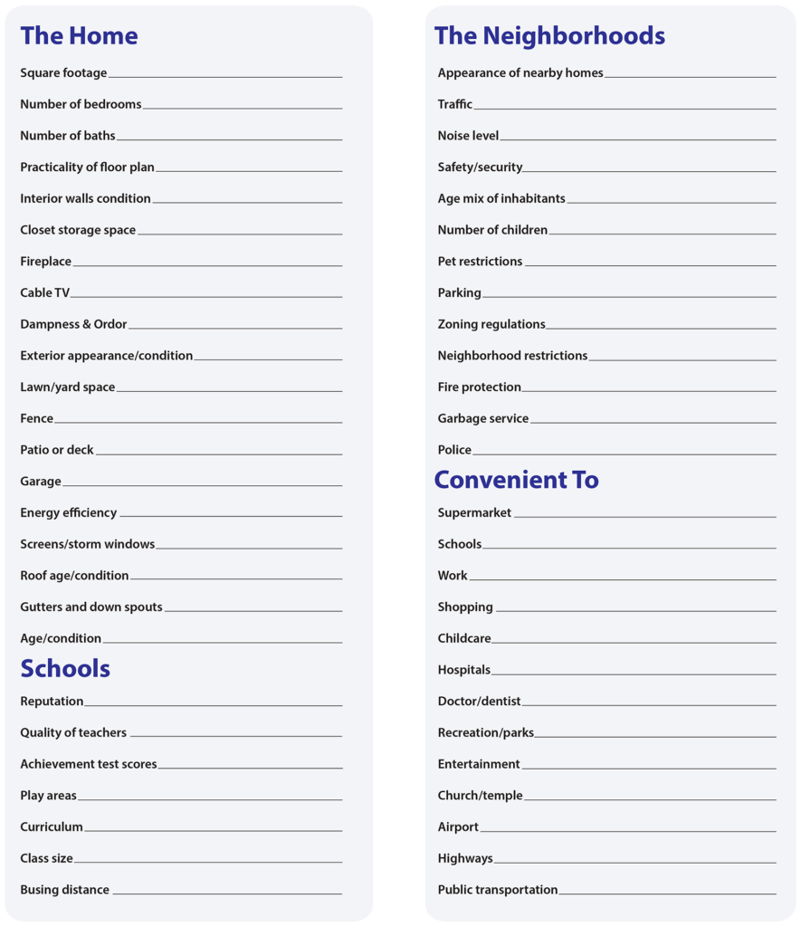 Toured Home Checklist - Home-Solutions