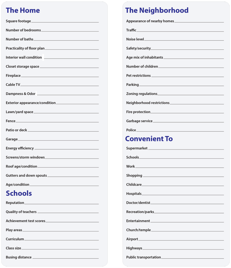 Toured Home Checklist - Home-Solutions
